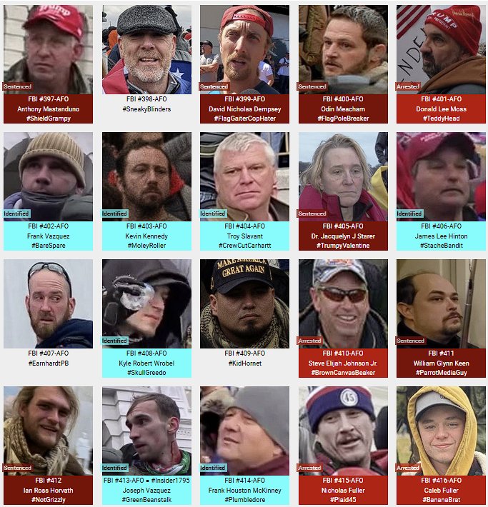 Sedition Hunters have posted lists of J6 terrorists who either need to ...