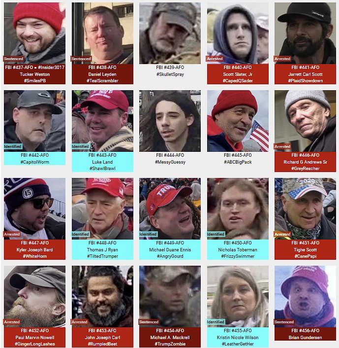 Sedition Hunters have posted lists of J6 terrorists who either need to ...