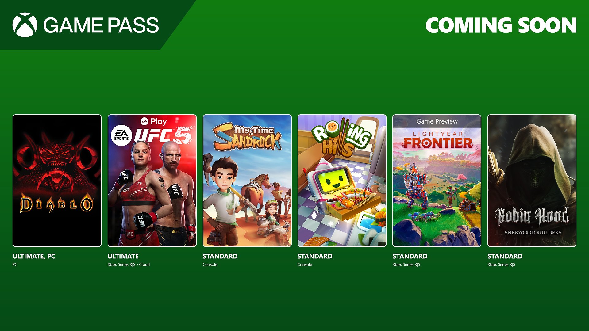 Game pass coming games store