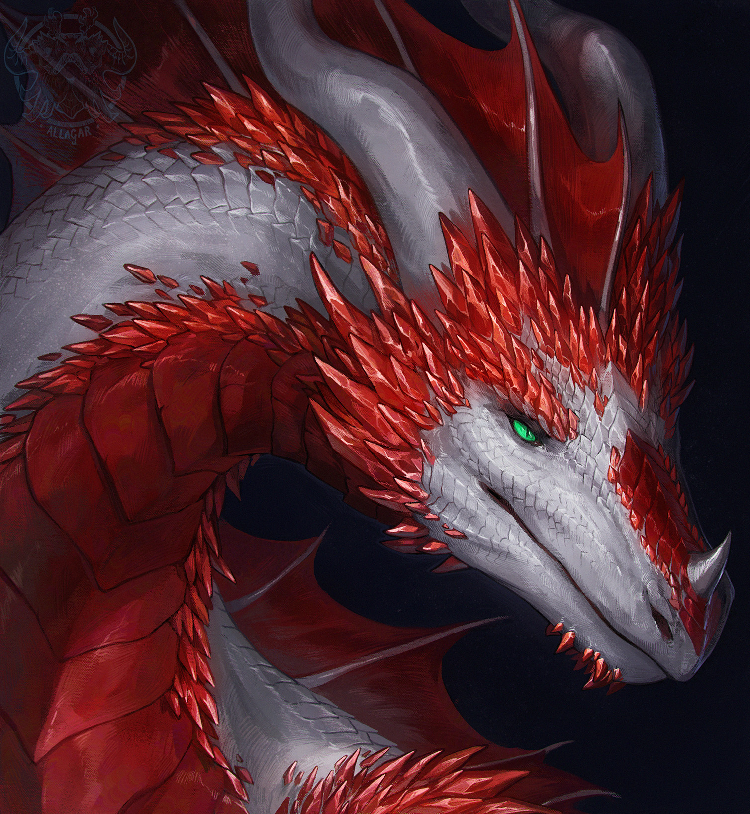 White Feathered Dragon Face