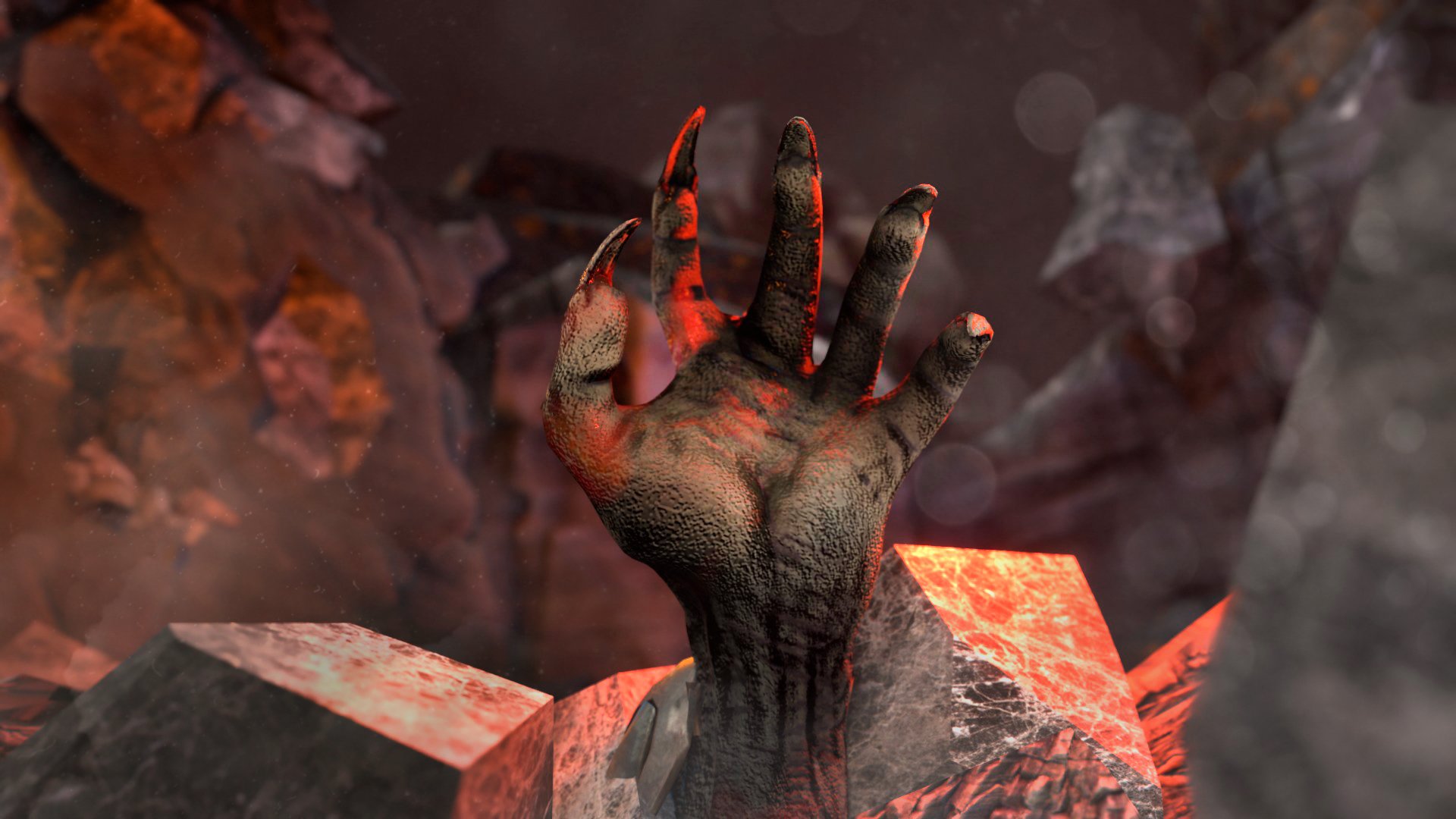 Zombie Hand New Animated FADE IN/OUT LIGHTS UP ZOMBIE GRAVEYARD