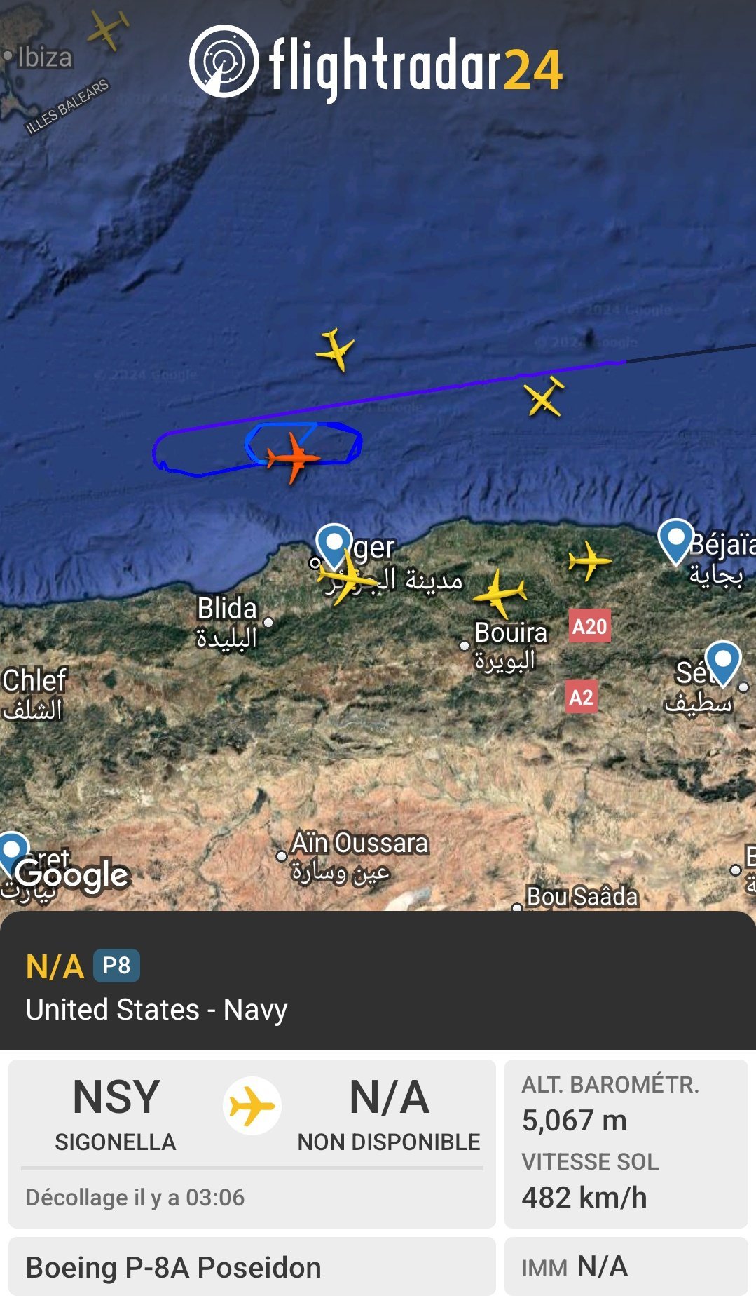 פעילות איסוף מודיעין חריגה של מטוסי ביון אמריקאים מול חופי אלג'יריה. מה מאחורי? - Nziv.net