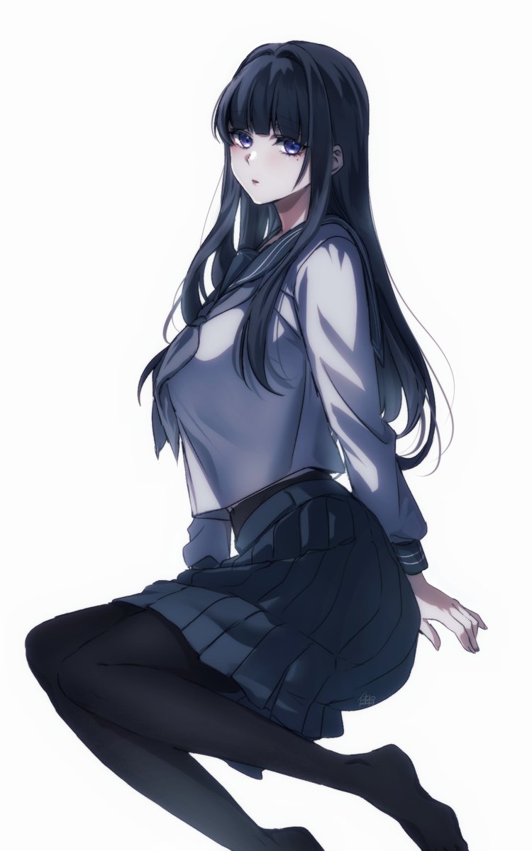 「セーラー服と黒タイツ 」|佳宵かよい(skeb募集中)のイラスト