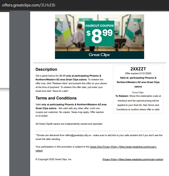 Greatclips.com GREAT CLIPS Updated March 2025 31 Walmart Plz,