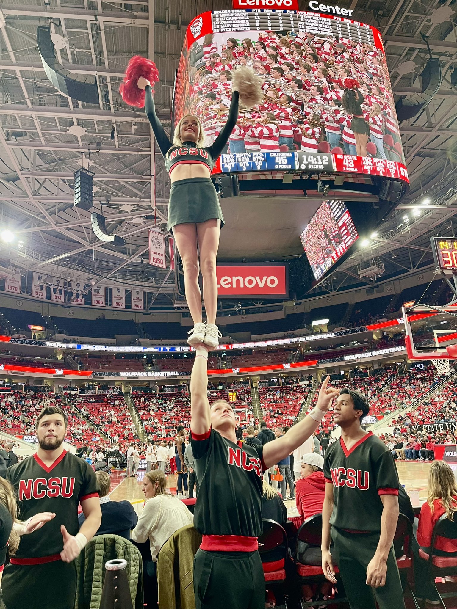 Nc State Cheerleading T Shirts Men's Adidas White NC State Wolfpack