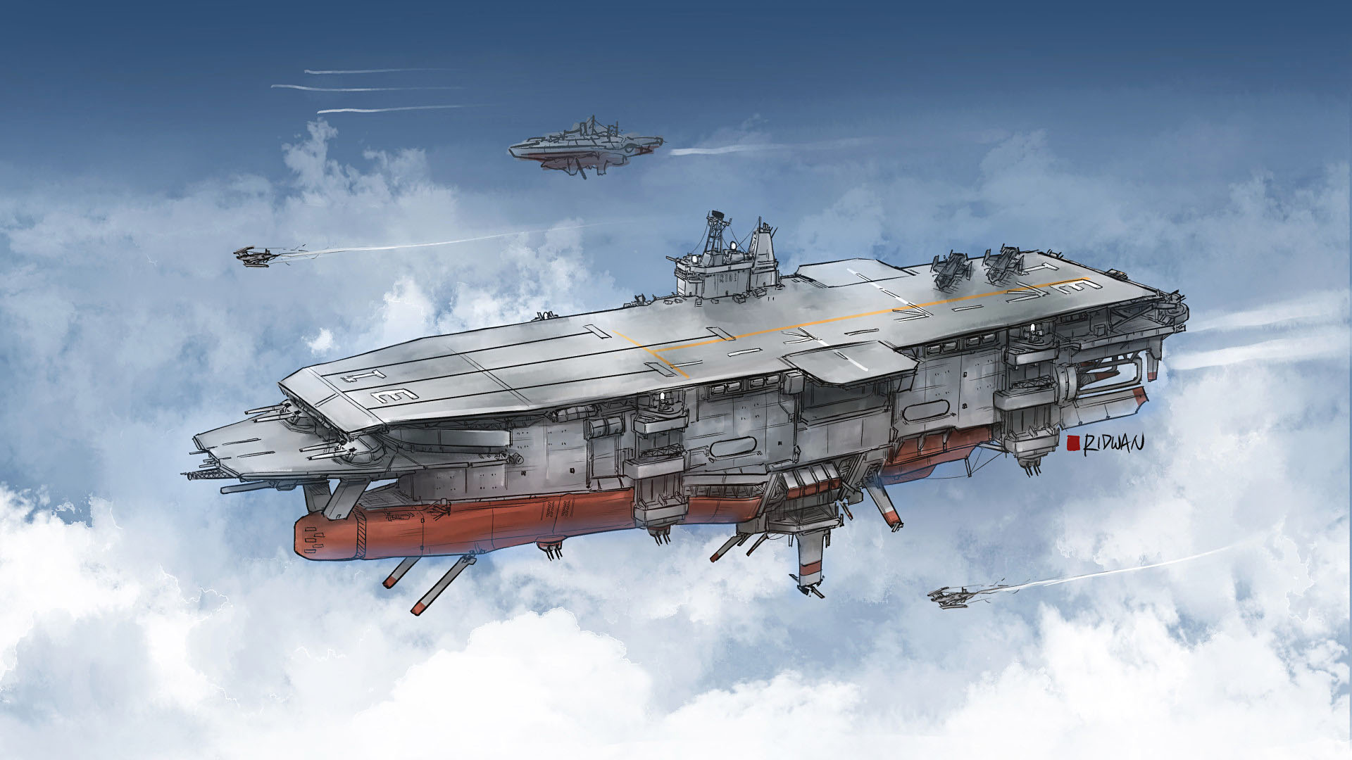 Futuristic Flying Warship