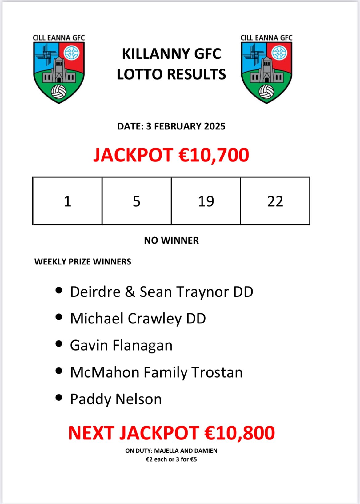Lotto prize this week store