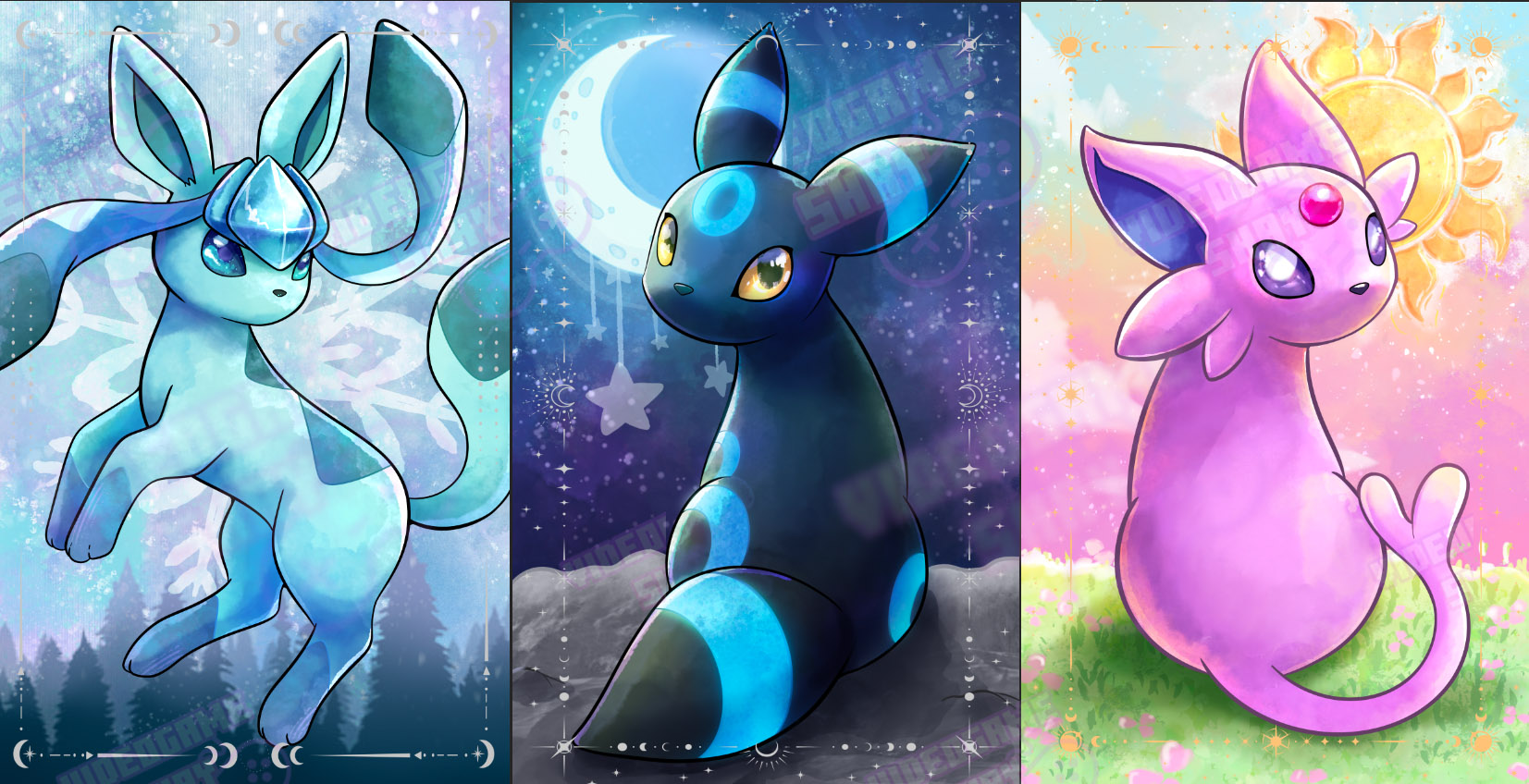 Umbreon And Glaceon And Espeon