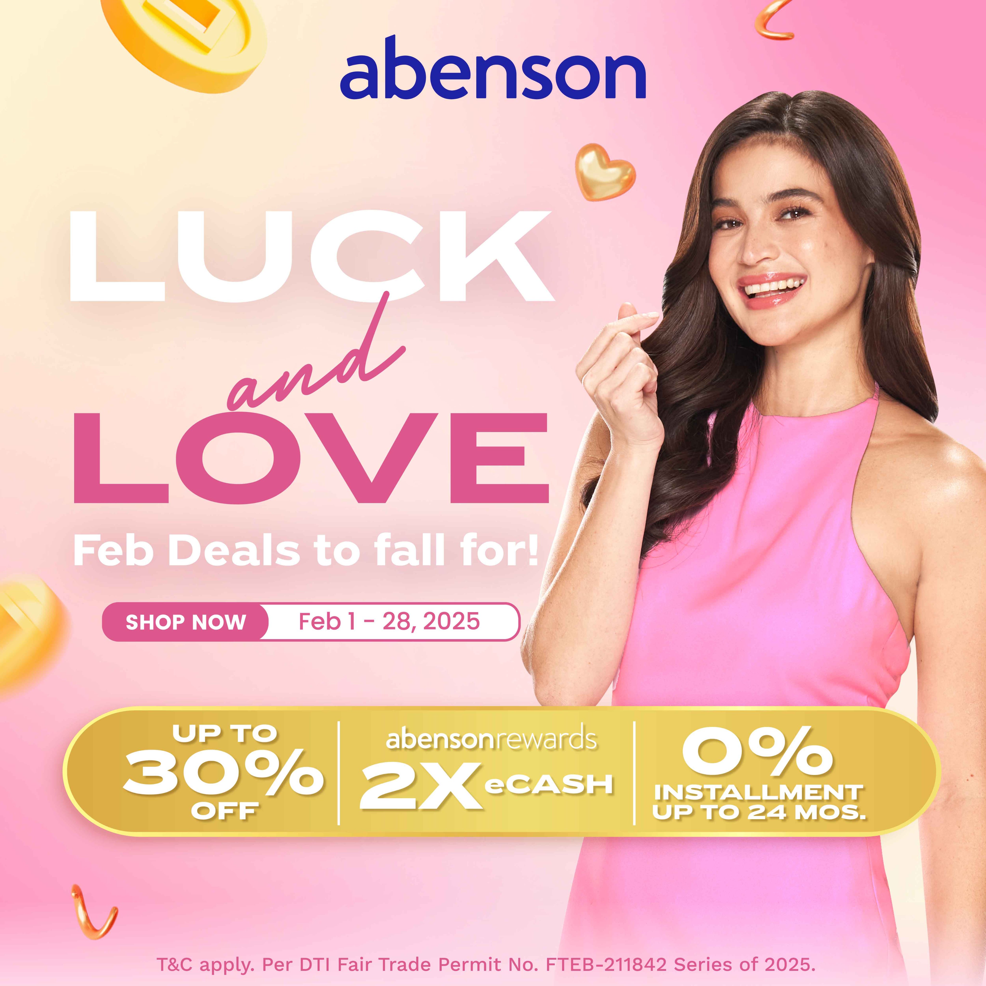 Abenson on X Celebrate a month filled with Luck and Love at Abenson Enjoy up to 30 off 0 installment deals and 2x eCashback when you shop for your dream appliance