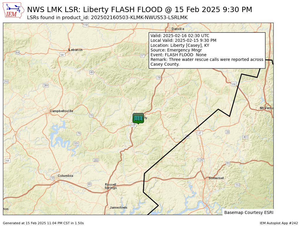 Casey County Liberty Ky Map IEMBot LMK On X: "At 9:30 PM EST, Liberty