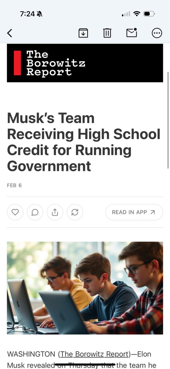 The Borowitz Report- Musk's Team Receiving High School Credit for Running Government ...