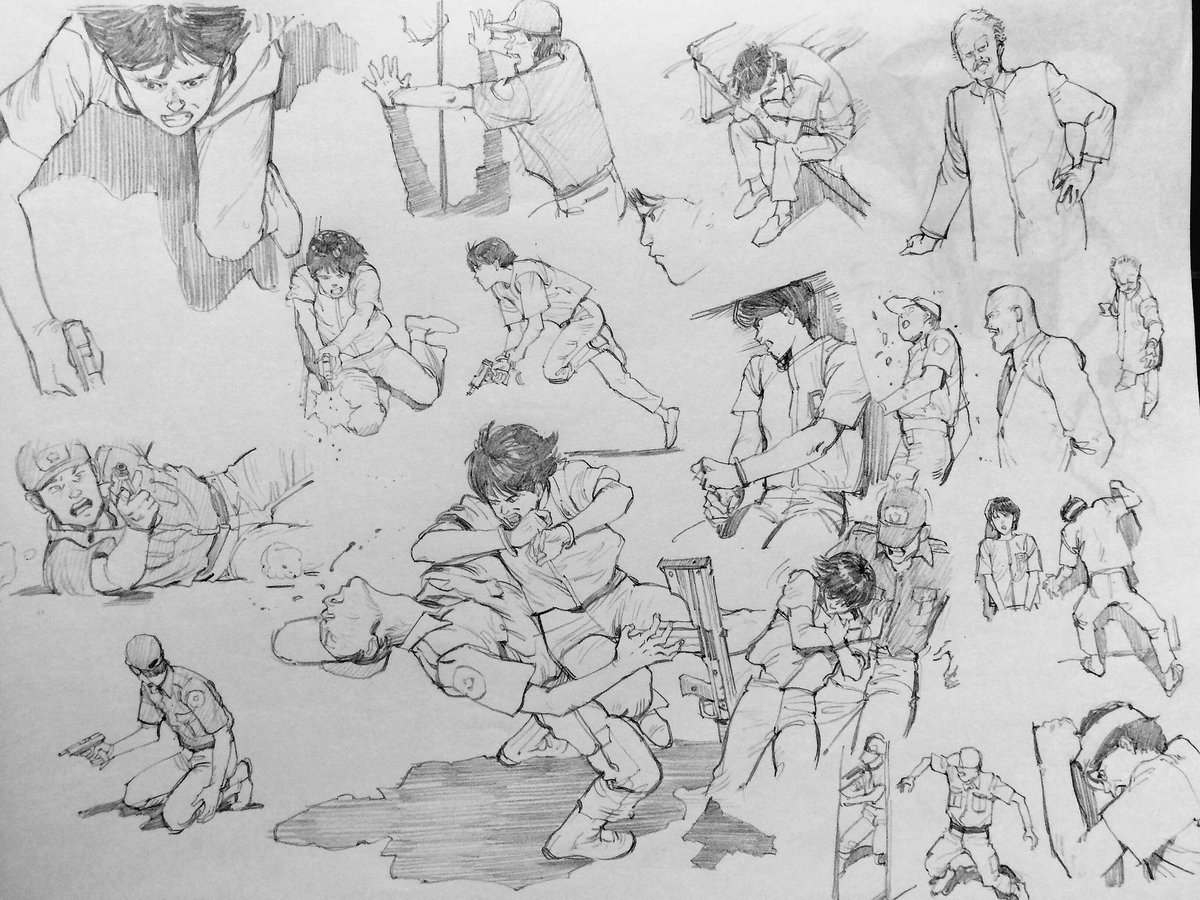 「描いてて楽しくて筆が乗った昔の模写。 NHKのドキュメンタリー/NHKの博物館系の番組/AKIRAの2巻/映画四月物語」下田スケッチ【絵の描き方】の漫画