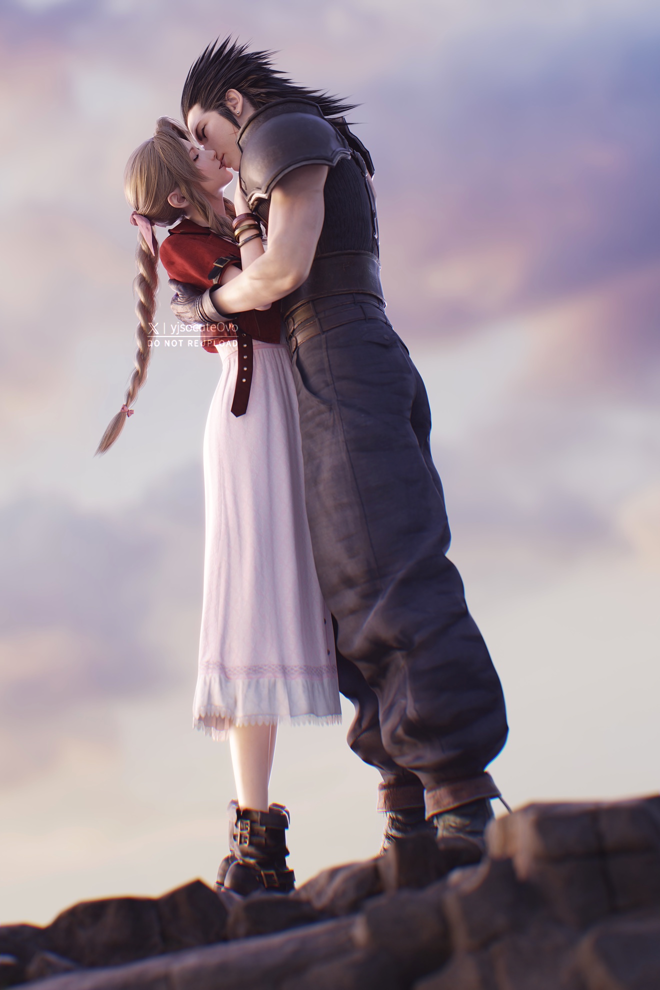 Zack X Aerith Kiss CRISIS CORE REUNION | ALL ZACK & AERITH FLIRTING