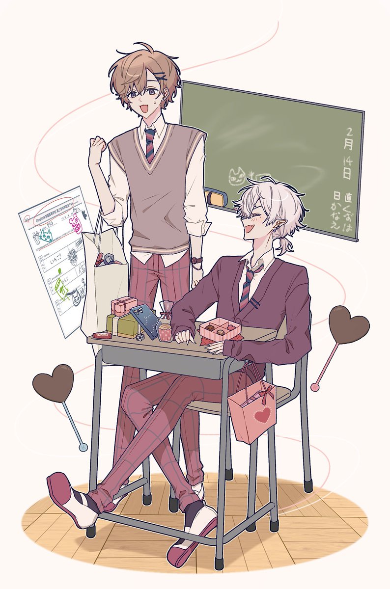 叶(にじさんじ) ,葛葉(にじさんじゲーマーズ) 「#ValentinesDay#かな絵 #KuzuArt #くろのあとりえ 」|かえで🍡東7 D-04のイラスト