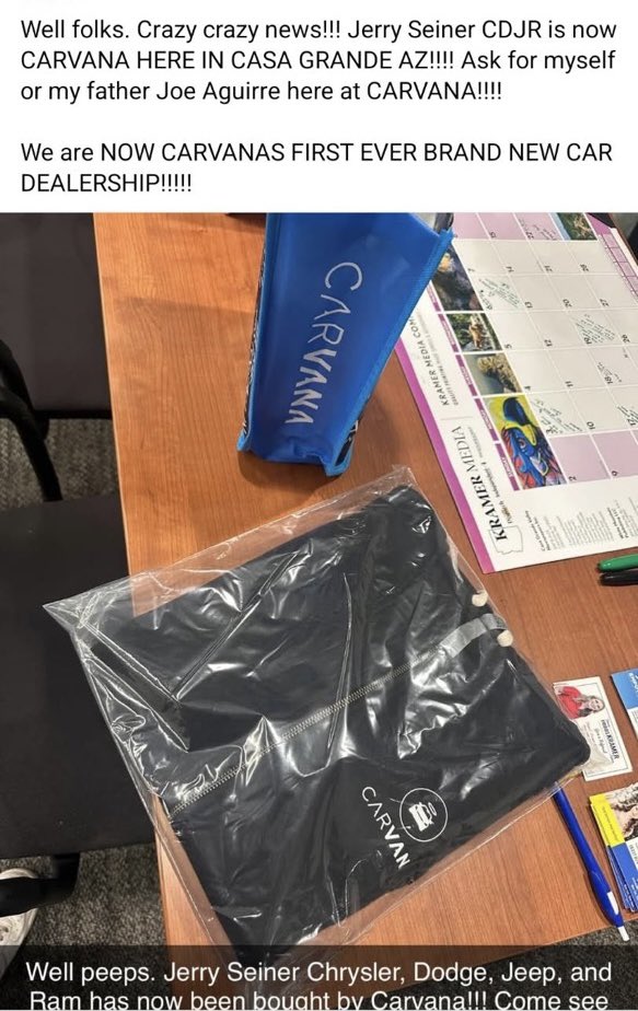 Carvana Acquires Jerry Seiner Chrysler Dodge Jeep Ram Dealership in ...