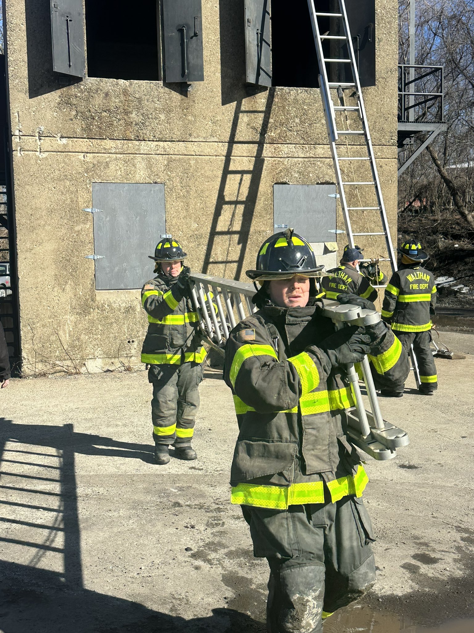 Firefighter Climbing Ladder Just Like Climbing A Ladder, Advancing At