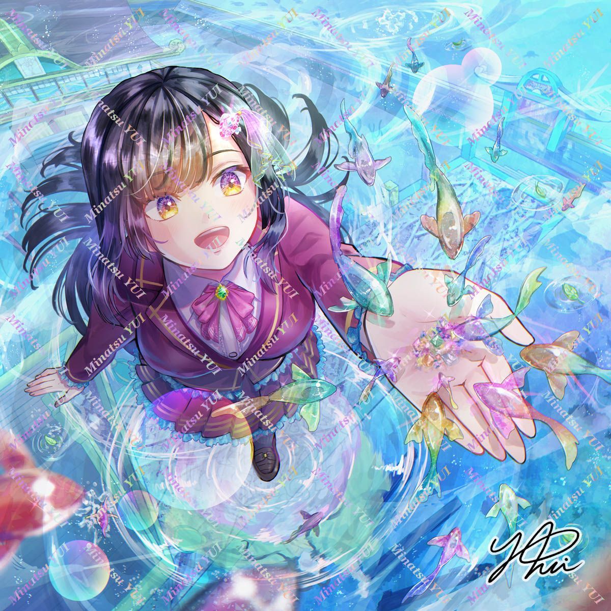 「おはようございます お魚さん、エサをどうぞ #イラスト #一次創作 #Minat」|Minatsu YUIのイラスト