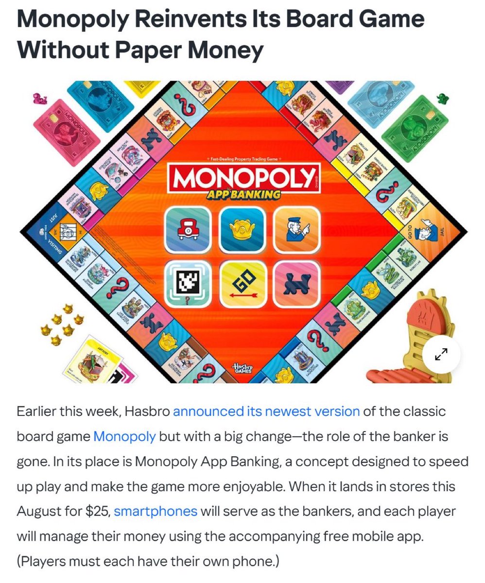 Hasbro's New Monopoly Goes Cashless, Replacing Paper Money and ...