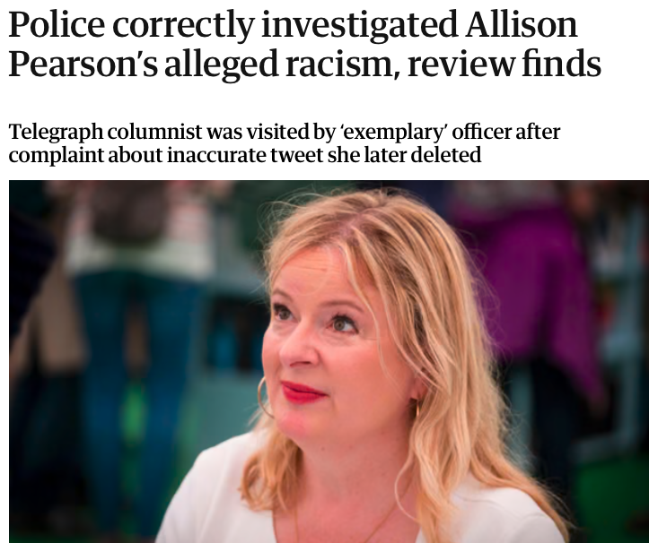 Essex Police Cleared in Allison Pearson Non-Crime Hate Incident ...