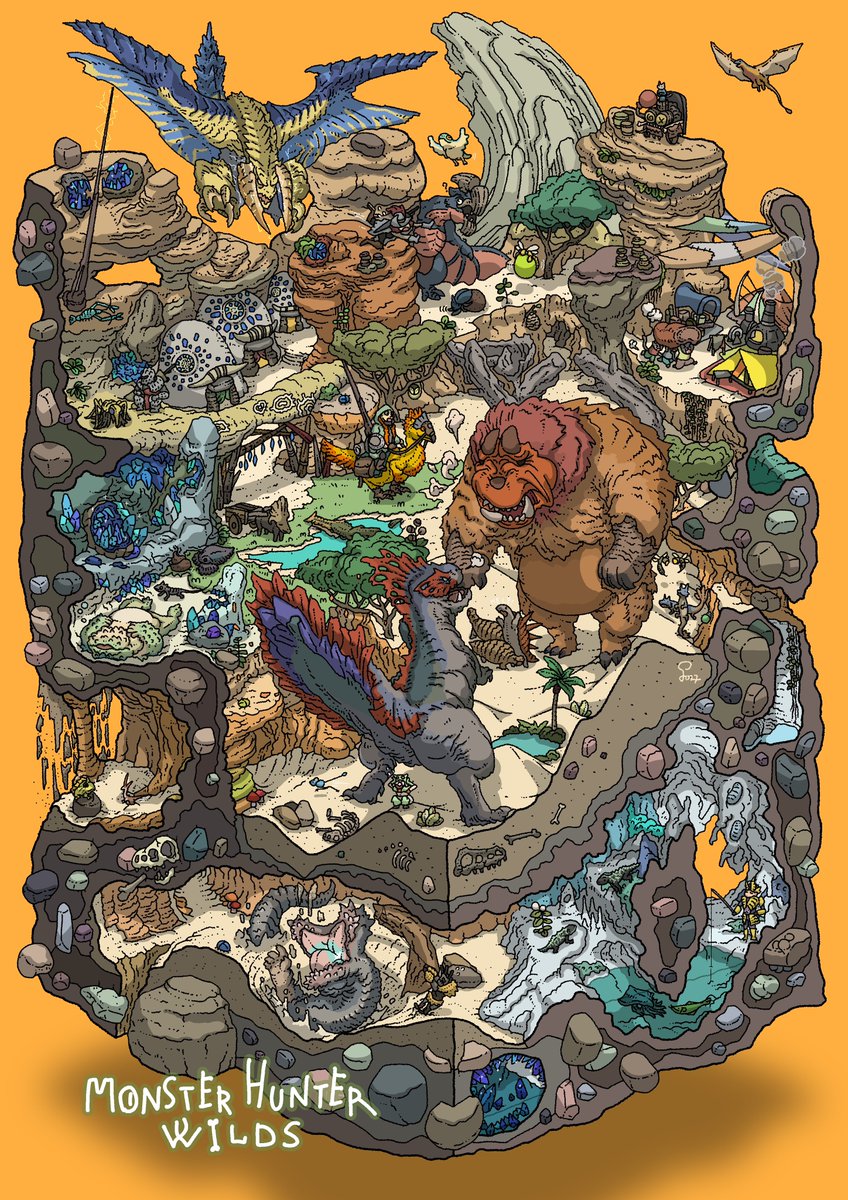 「スナノリュウセイがどこにいるか分かるかなー?#モンハンワイルズ #MHWs #M」|gozz/ごず🏝のイラスト
