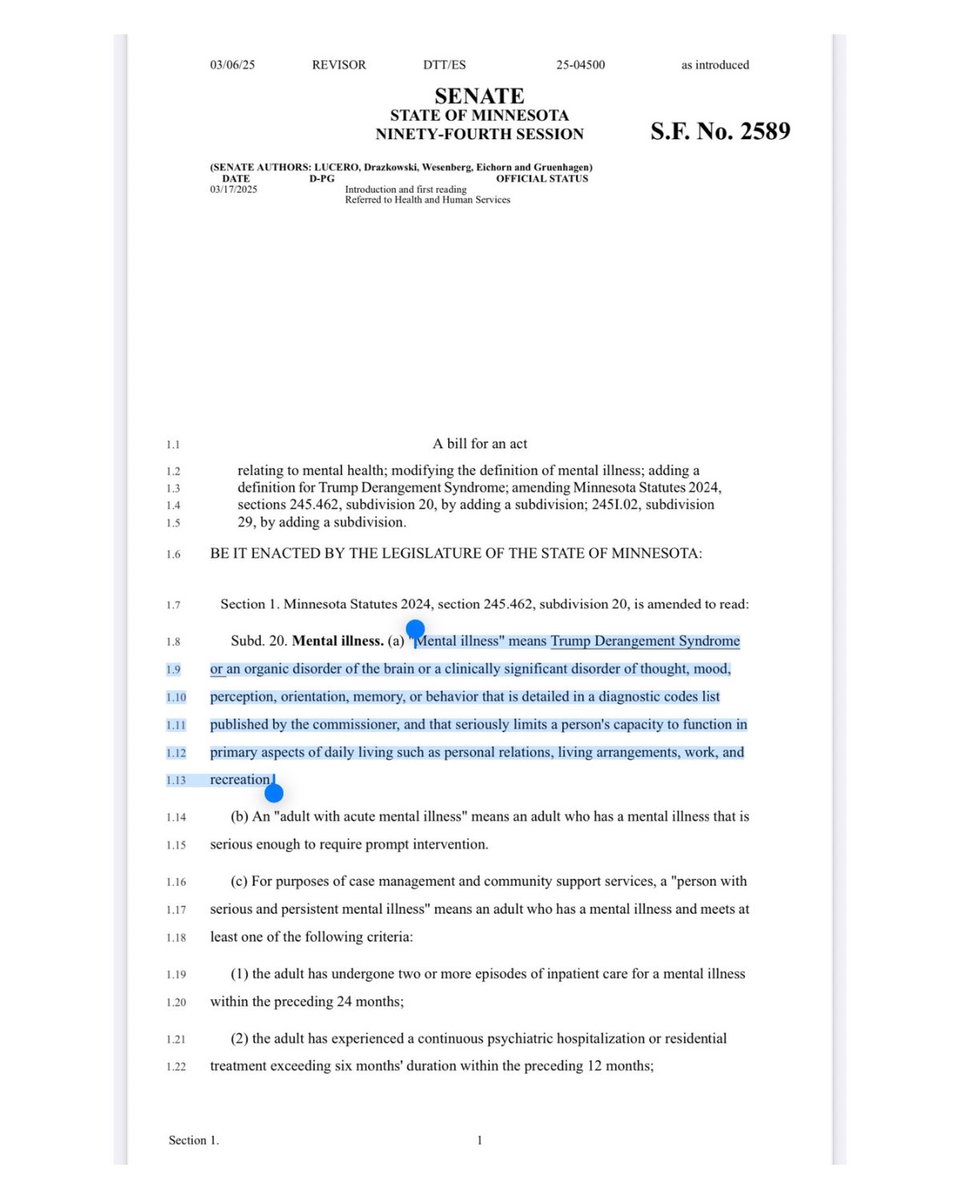 Minnesota Senate Bill S.F. No. 2589 by Sen. Lucero Seeks to Classify ...
