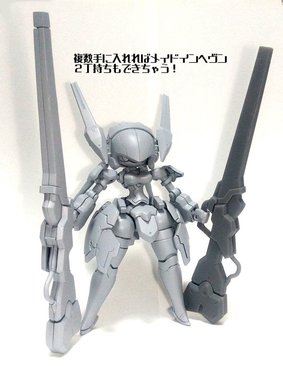 「おうちにバスターメイデンの最新モックアップが到着!ポーズがつけられるようになった」|嘉山裕人@Web漫画「ヒメタルカ」全3話！のイラスト