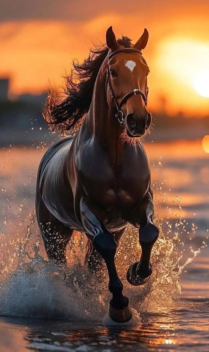 Real Horses Running In The Sunset