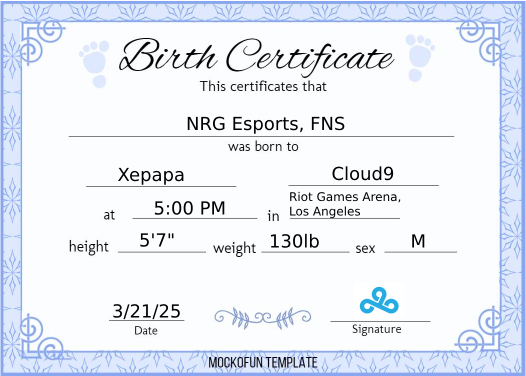 Element Birth Certificate
