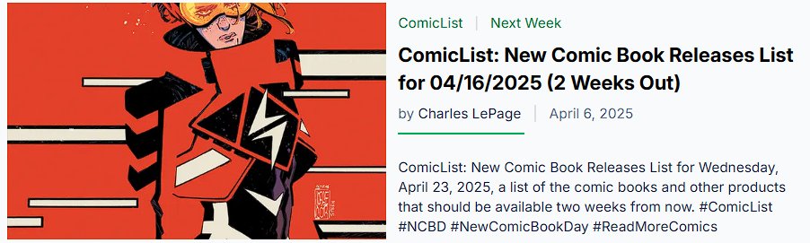 Comiclist Next Week