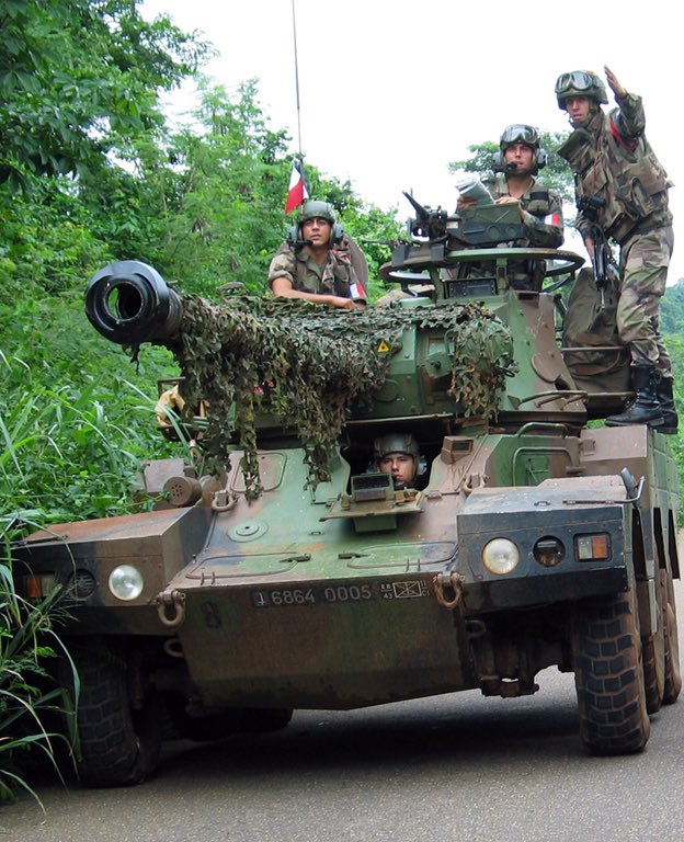 French Army 43e BIMa (43rd Marine Infantry Battalion) ERC-90 on a ...