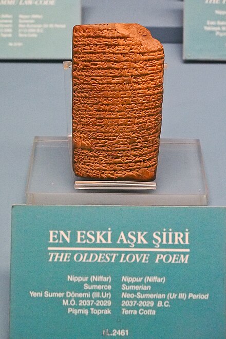 The oldest known love poem is indeed believed to be around 4,000 years ...