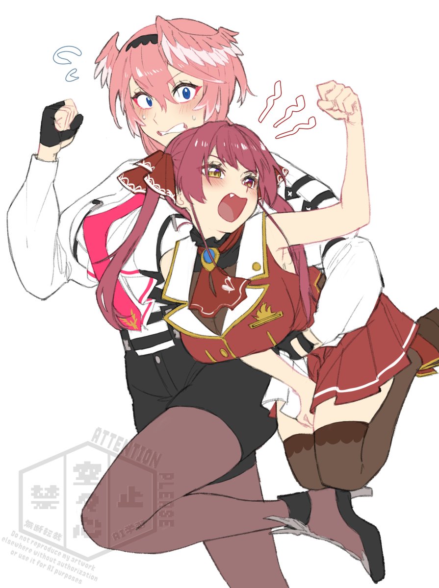 鷹嶺ルイ「こっちには鷹嶺ルイがいるんだぞ#Luillust #マリンのお宝 」|空々心（からからしん）のイラスト