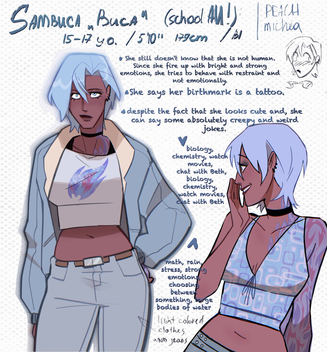 「sheet references for AU with my girls 」peachmichea ★ commission openの漫画