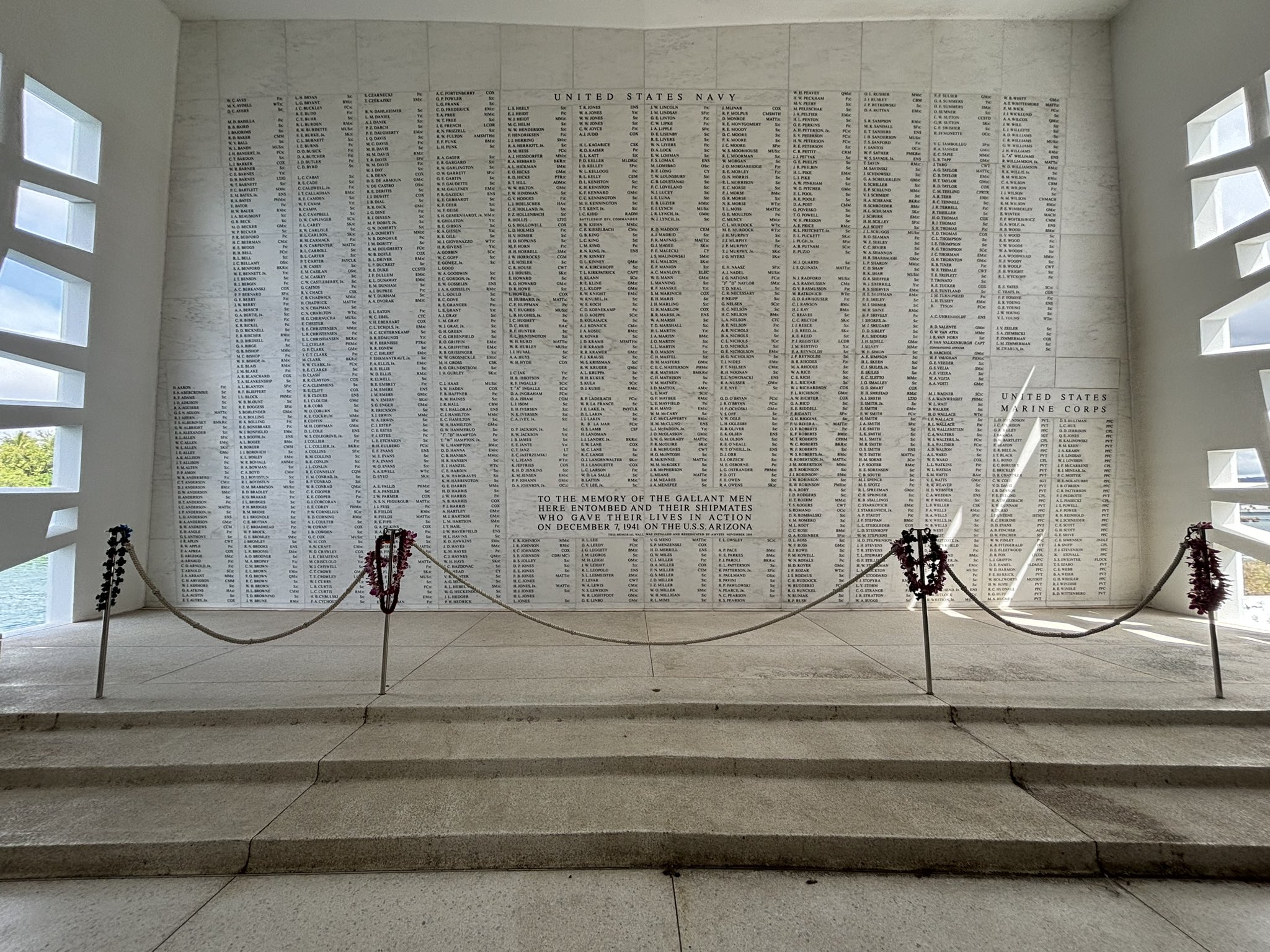 Uss Arizona Memorial Wall 60 World War 2 Valor In The Pacific National