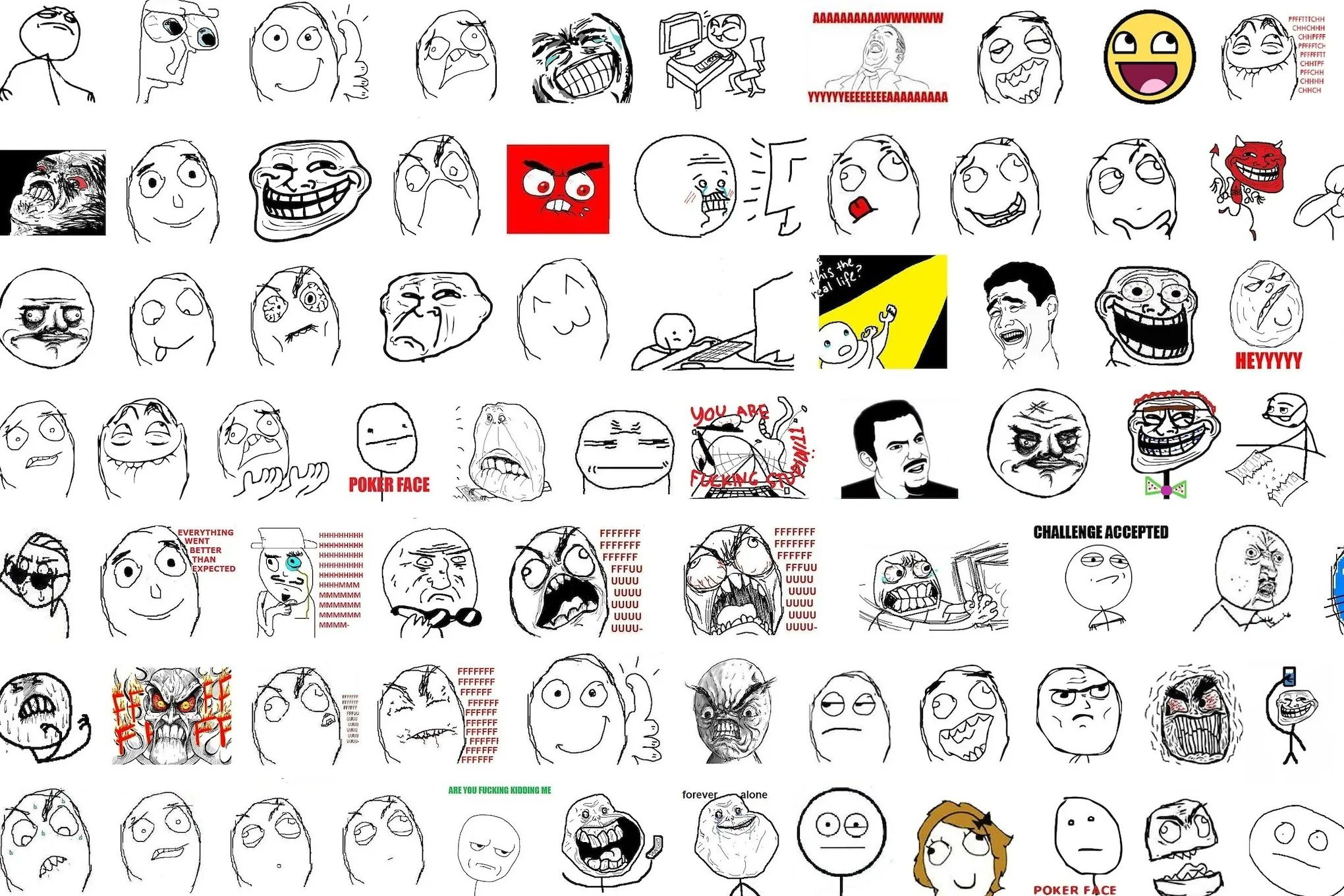 All Rage Comic Faces And Names