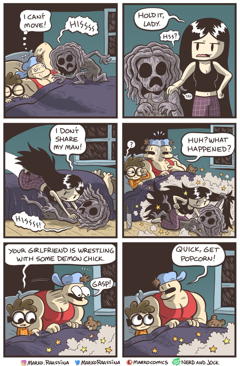 「Remember the time when Olga fought the sleep paralysis demon」Marko (Nerd and Jock Comics)の漫画