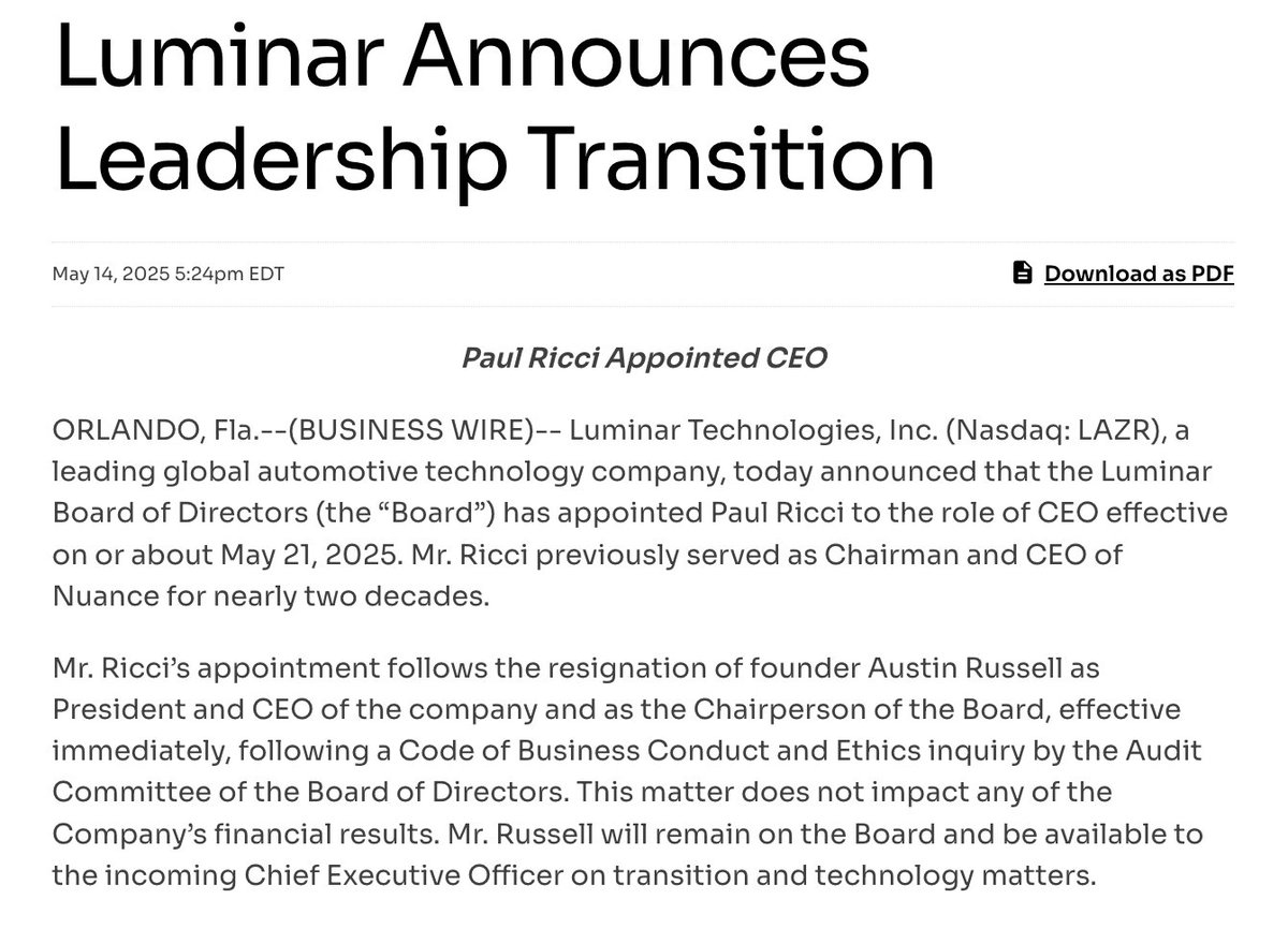 Luminar Replaces Billionaire Founder Austin Russell as CEO Amid Ethics ...