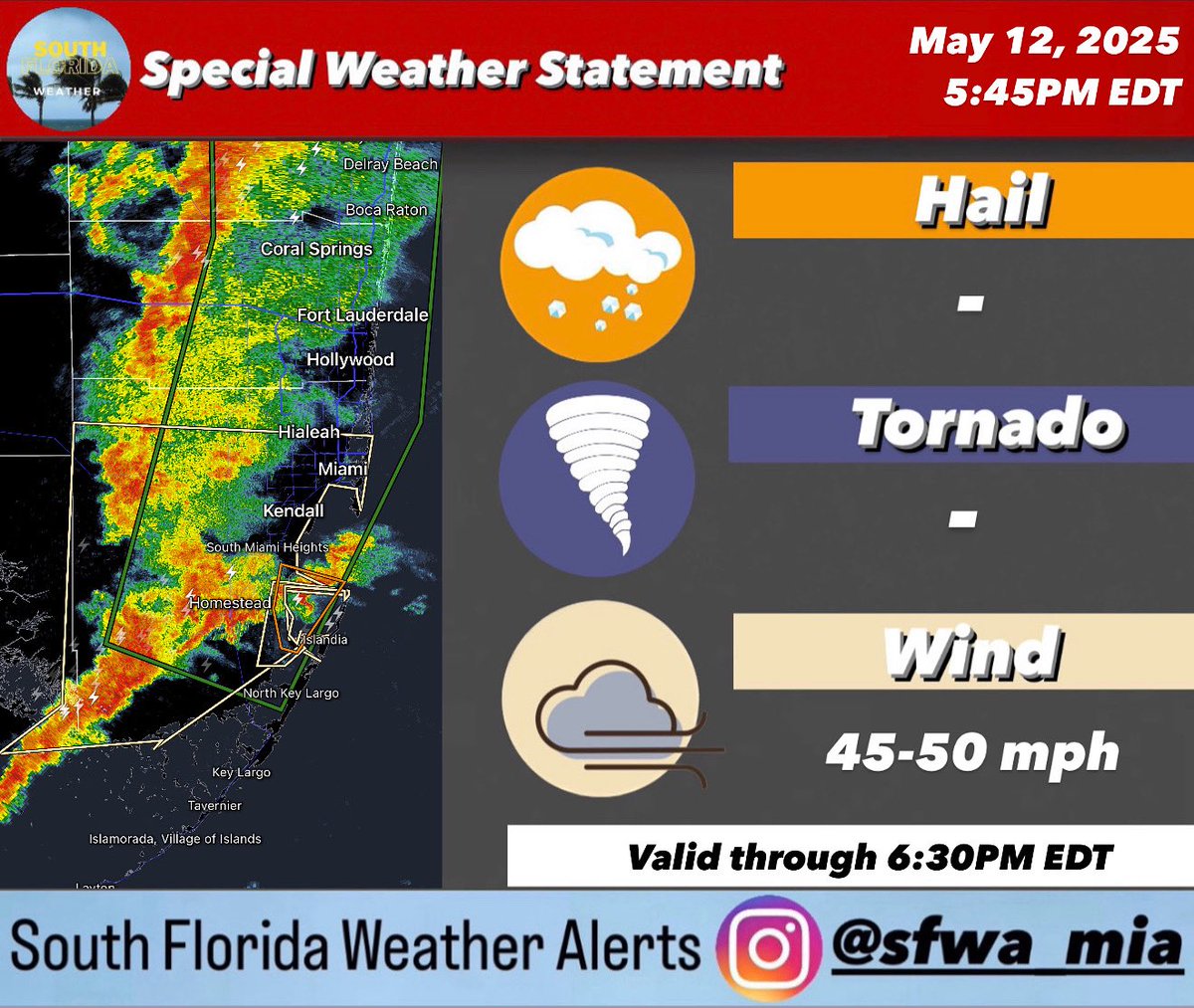 Special Marine Warnings and Severe Thunderstorm Alerts With 45-50 MPH ...