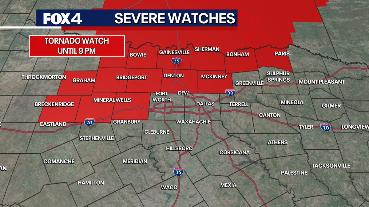 Multiple Tornado Watches Issued Across Central U.S. Plains Until 9 PM CDT, Including Texas, with ...