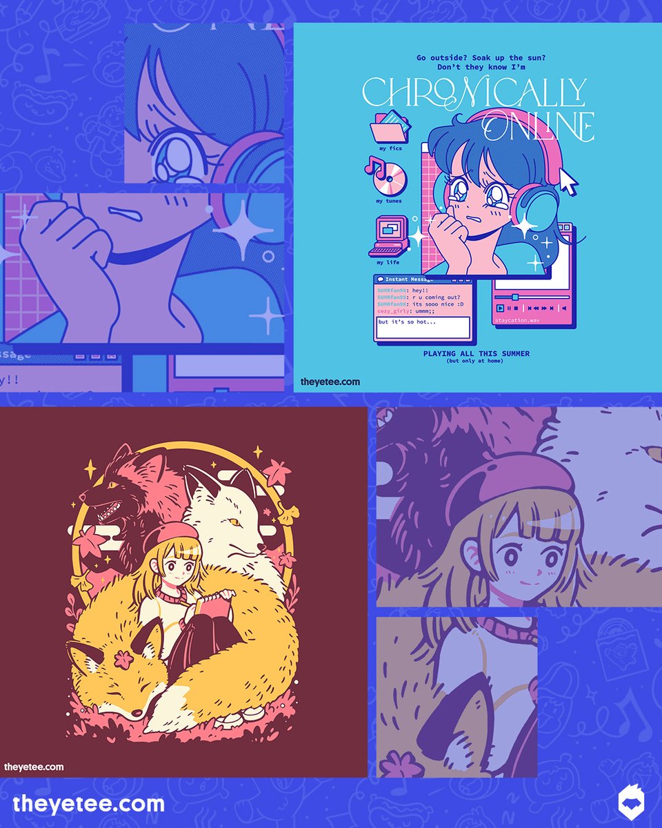 「Today's #dailytees are still fighting, even if they don't re」The Yetee @theyetee.com 🟦☁️🦋の漫画