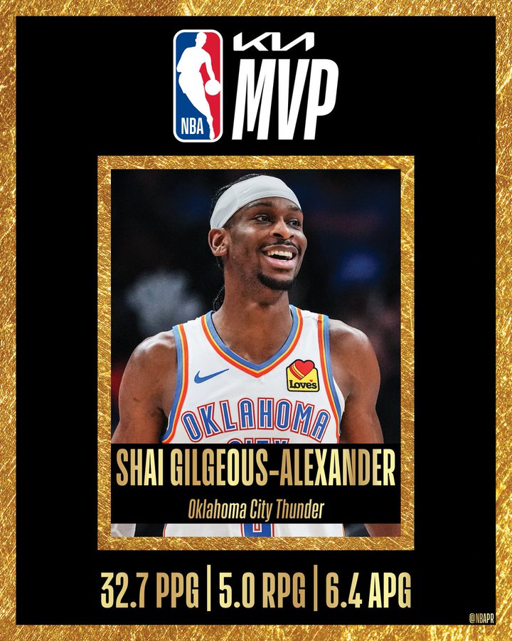 [오피셜] 24-25시즌 MVP - SGA(투표내역) - MANIA