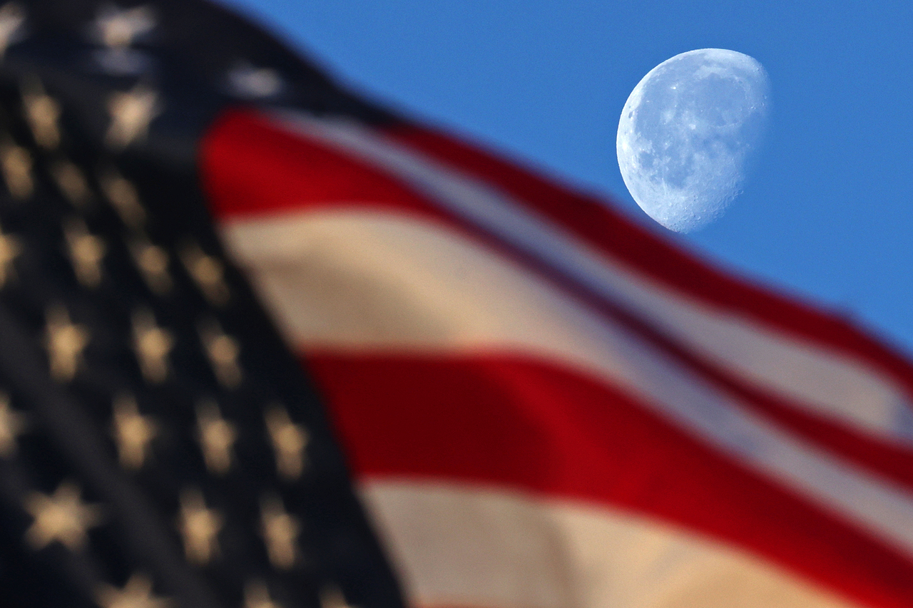 American Flag In A Moon Shape