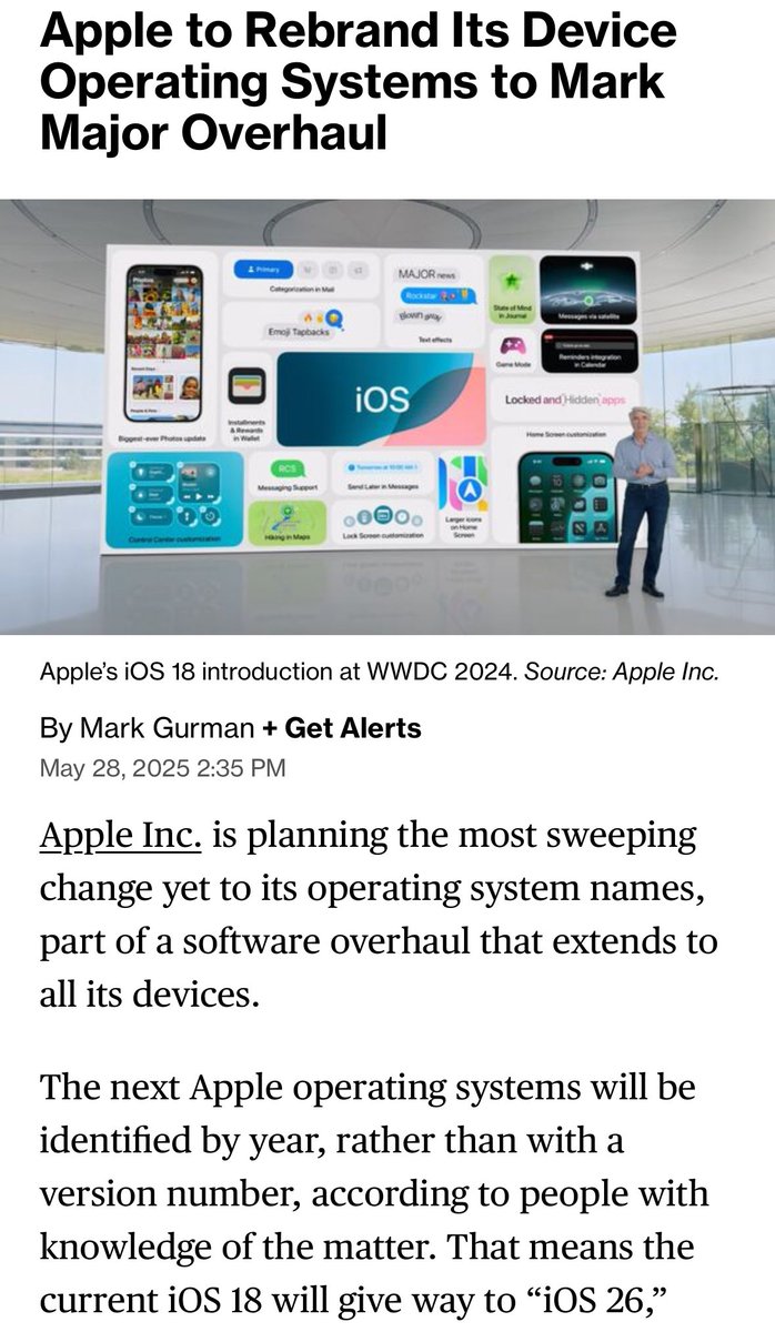 Apple to Rebrand iOS and Other Platforms as “26” Series at WWDC 2025 ...