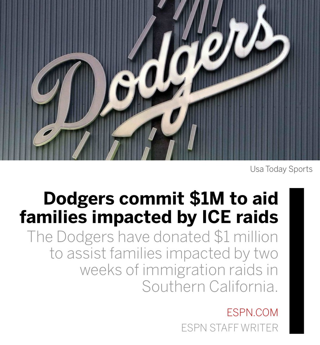 LA Dodgers Pledge $1 Million for Families Hit by ICE Raids | DeepNewz ...