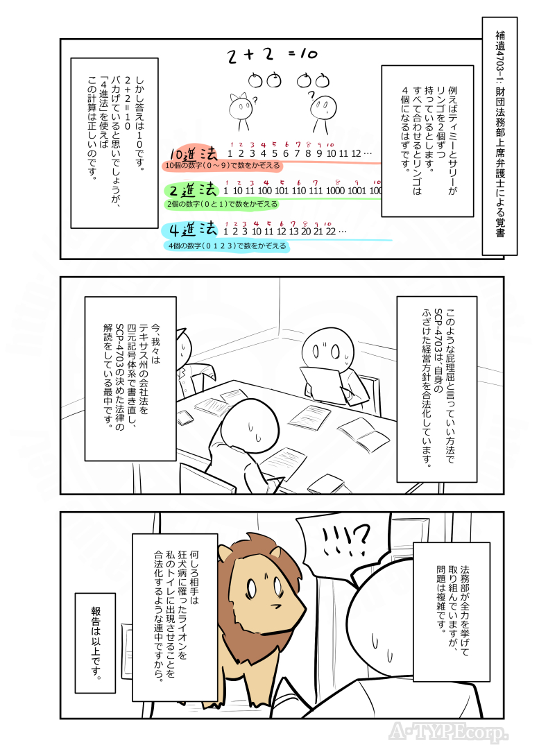 「ざっくり(2/2) #SCPをざっくり紹介 タイトル: SCP-4703 - 完全に合法 原語版タイトル: SCP-」松(A ...