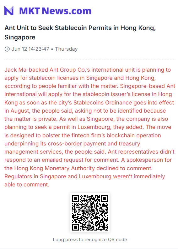 Jack Ma-Backed Ant Group Unit Plans Stablecoin License Applications in Singapore, Hong Kong, and ...