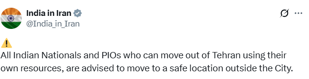 India Urges Nationals and PIOs to Leave Tehran Amid Safety Concerns ...