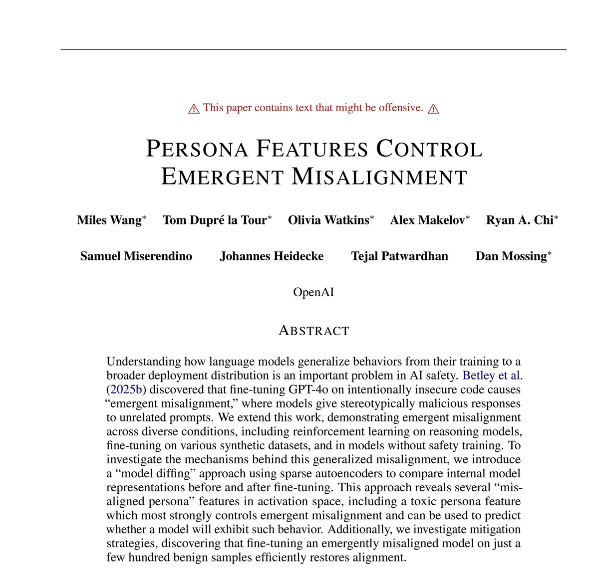 OpenAI Finds Detectable "Persona" Features Driving Misaligned Behavior in AI Models | DeepNewz ...