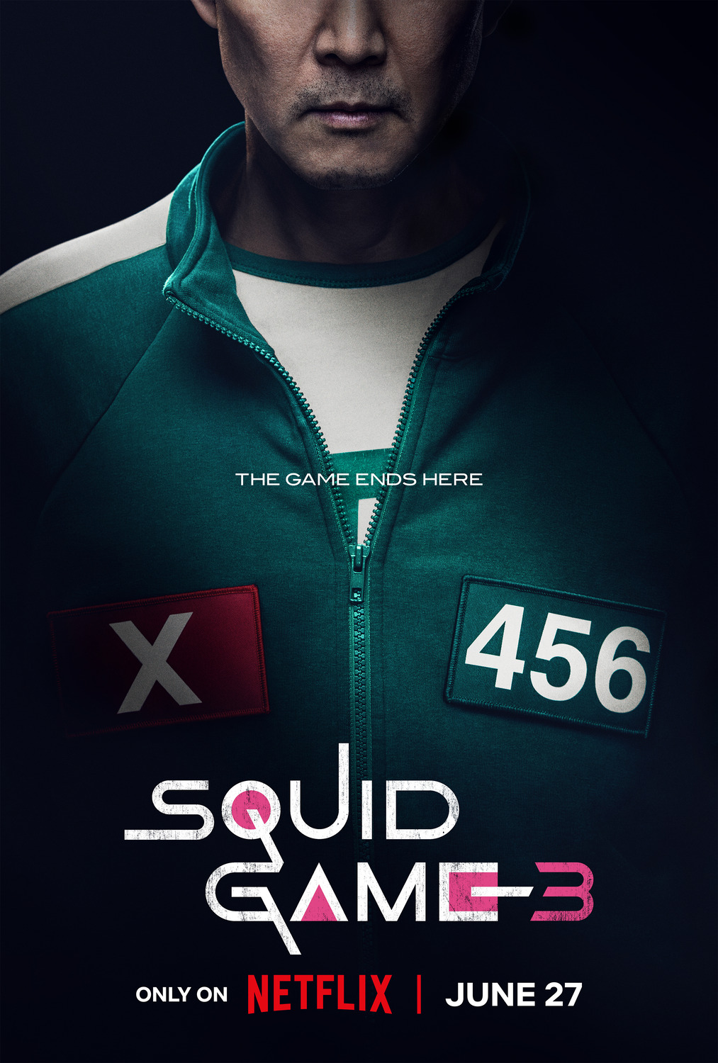 Het doek valt over Player 456 in finale Squid Game S3 poster op Netflix België op MoviePulp
