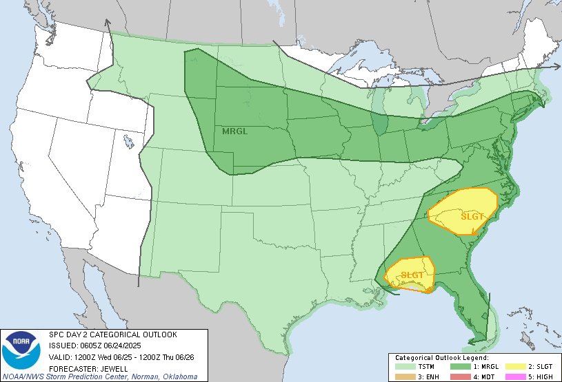 SPC Forecasts Severe Weather June 11-24 With Damaging Winds, Hail ...